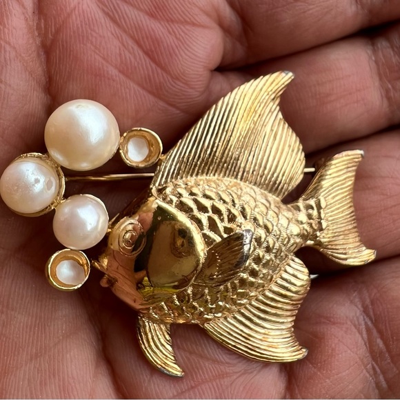 Jewelry | Vintage Etched Fish Brooch | Poshmark